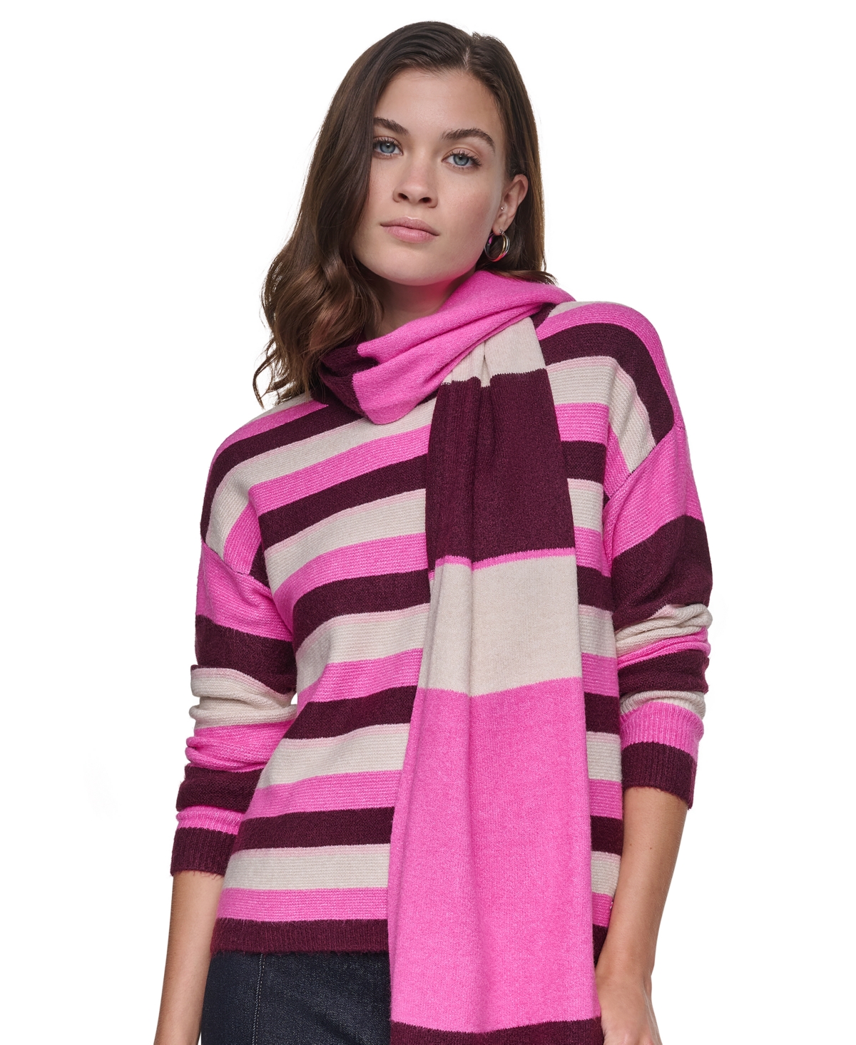 Click here for Dkny Jeans Womens Easy Striped Oversized Sweater w... prices