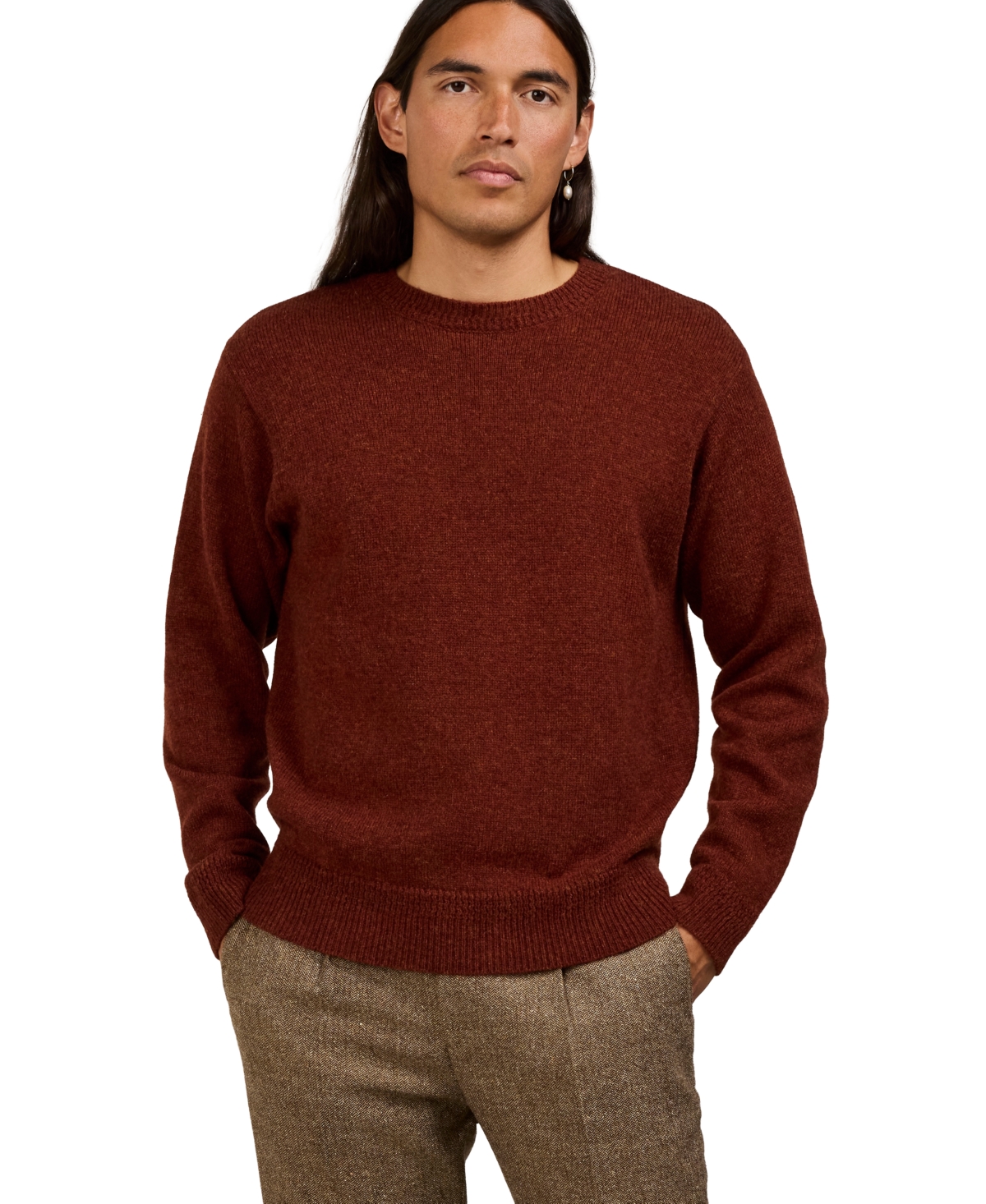 Click here for Pendleton Mens Wool Crewneck Sweater - Dark Red He... prices