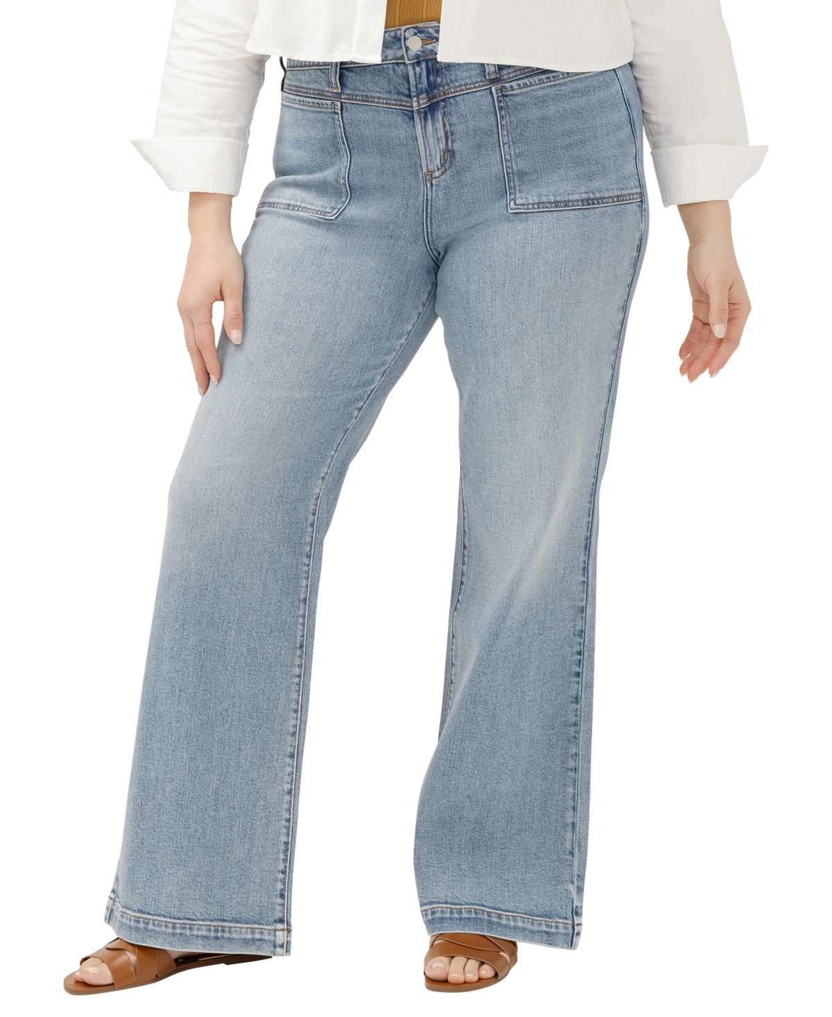 Click here for Silver Jeans Co. Plus Size Avery High-Rise Wide-Le... prices