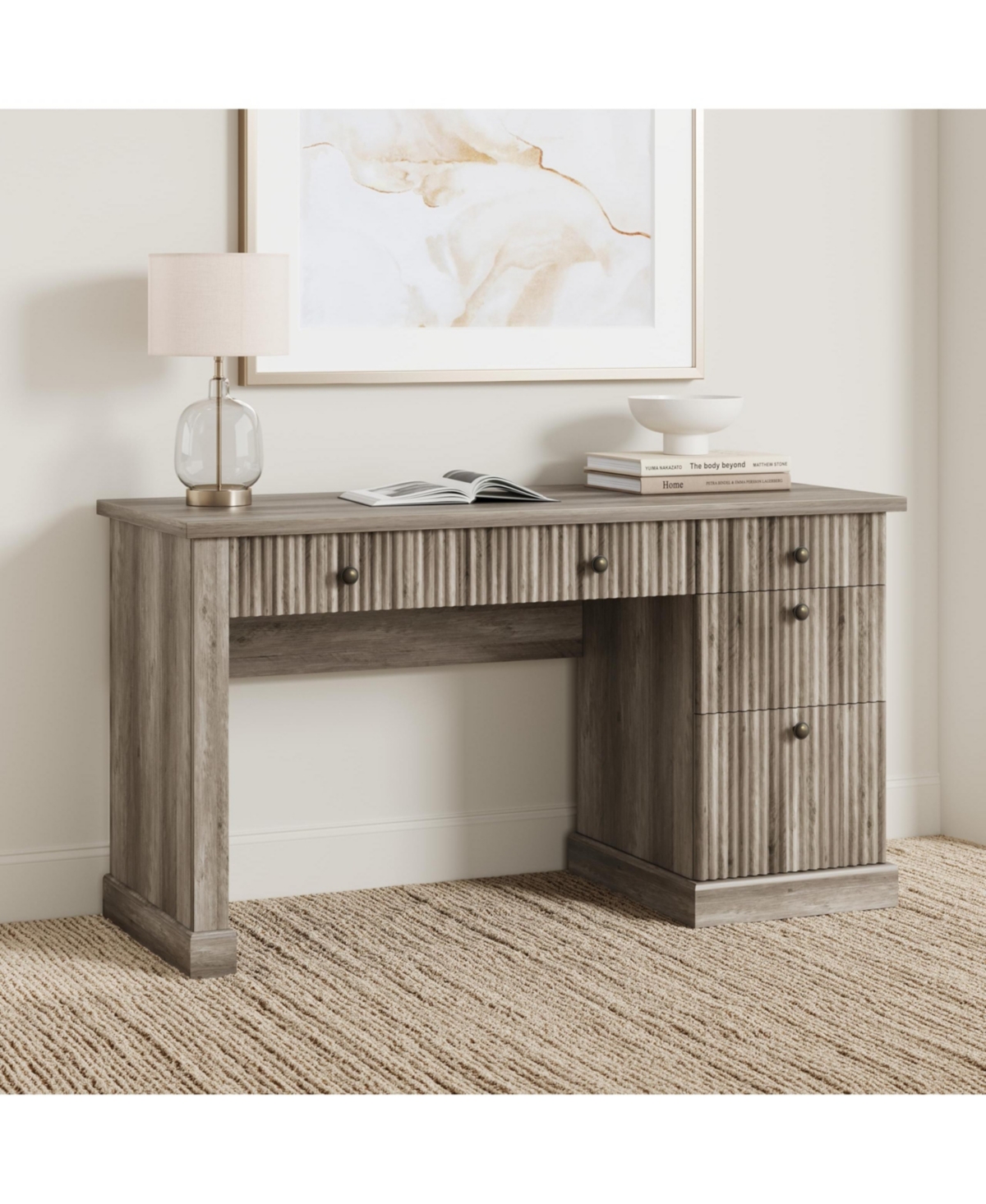 Click here for homfan 54 Fluted Executive Desk with File Drawer &... prices