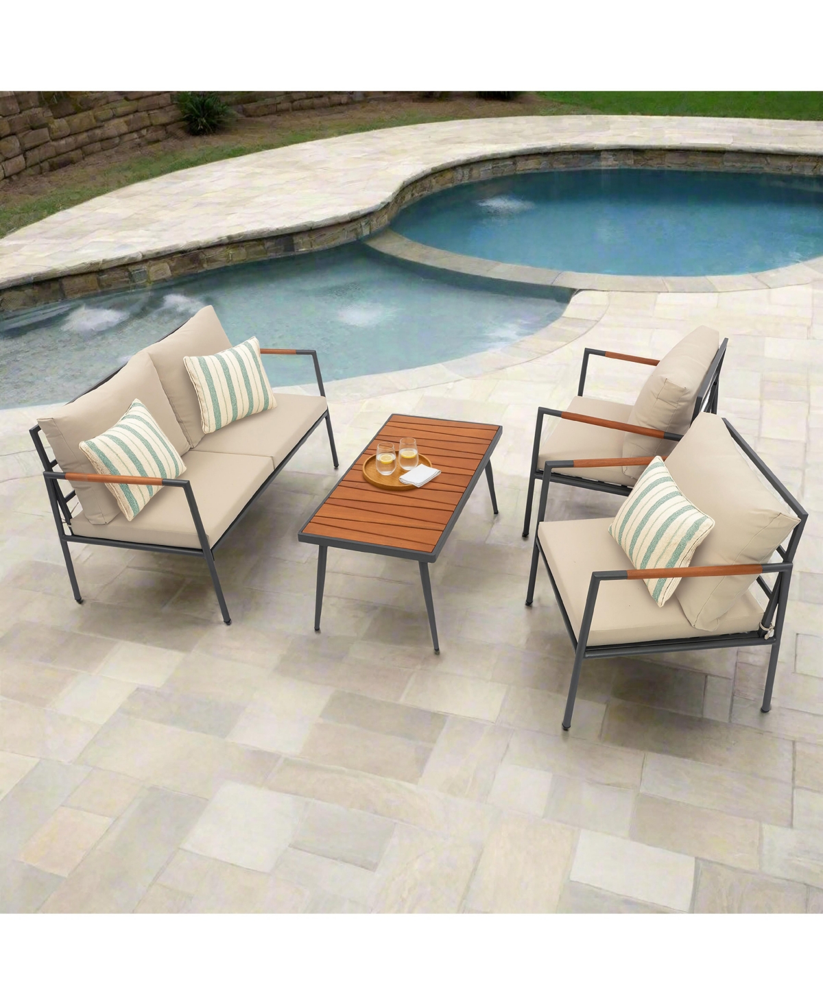 Click here for Teamson Home - Outdoor 4 Piece Steel frame Convers... prices