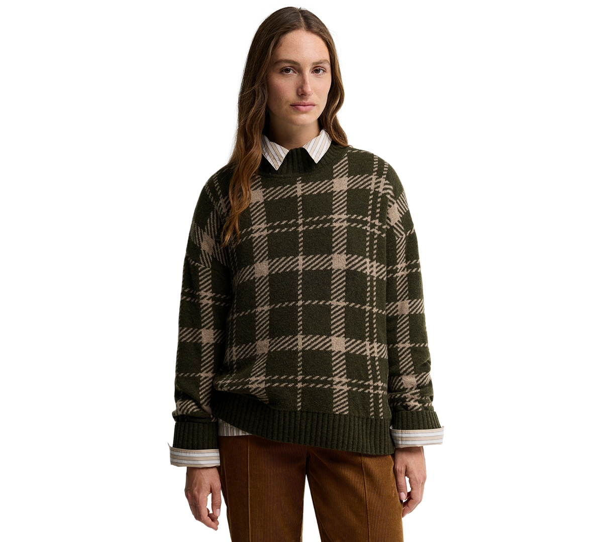Click here for Barbour Womens Delilah Mock Neck Tartan Wool-Blend... prices