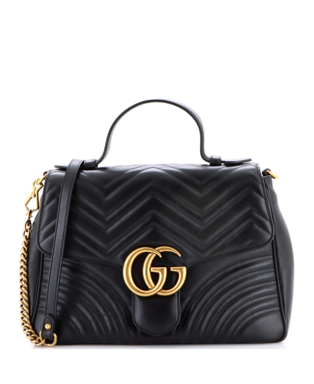 Click here for Pre-Owned Gucci Medium Gg Marmont Top Handle Flap... prices