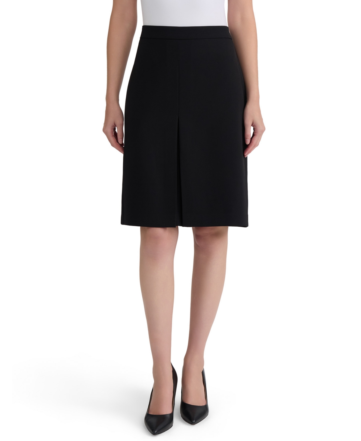 Click here for Kasper Womens Pleat-Front Crepe A-Line Skirt - Bla... prices