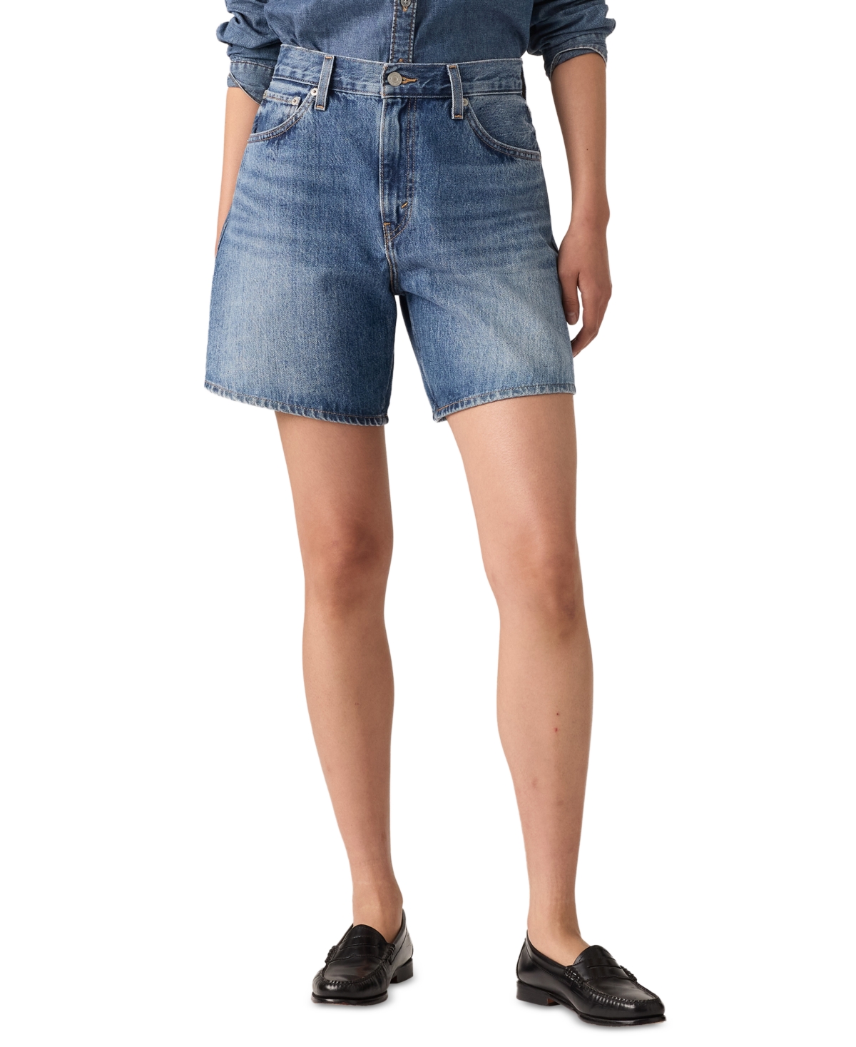 Click here for Levis Womens High-Rise Baggy Denim Shorts - Worn M... prices