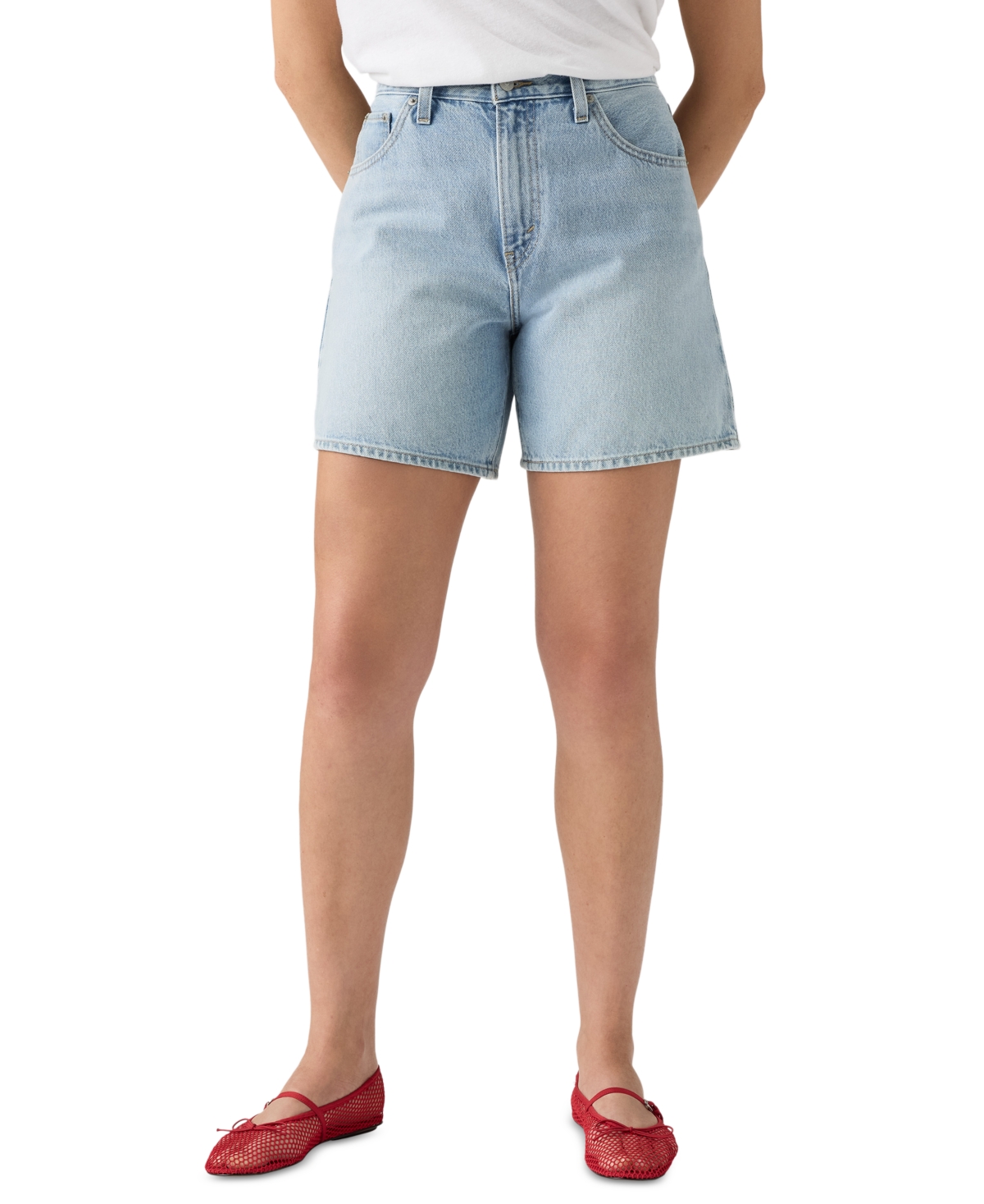 Click here for Levis Womens High-Rise Baggy Denim Shorts - Far An... prices