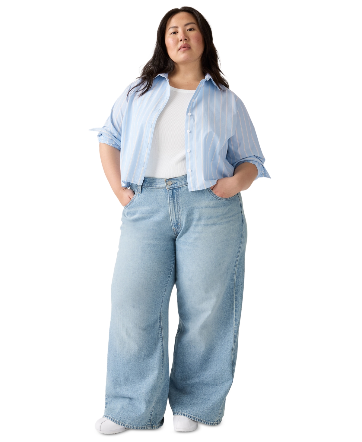 Click here for Levis Plus Size Cinch-Waist Lightweight Baggy Jean... prices