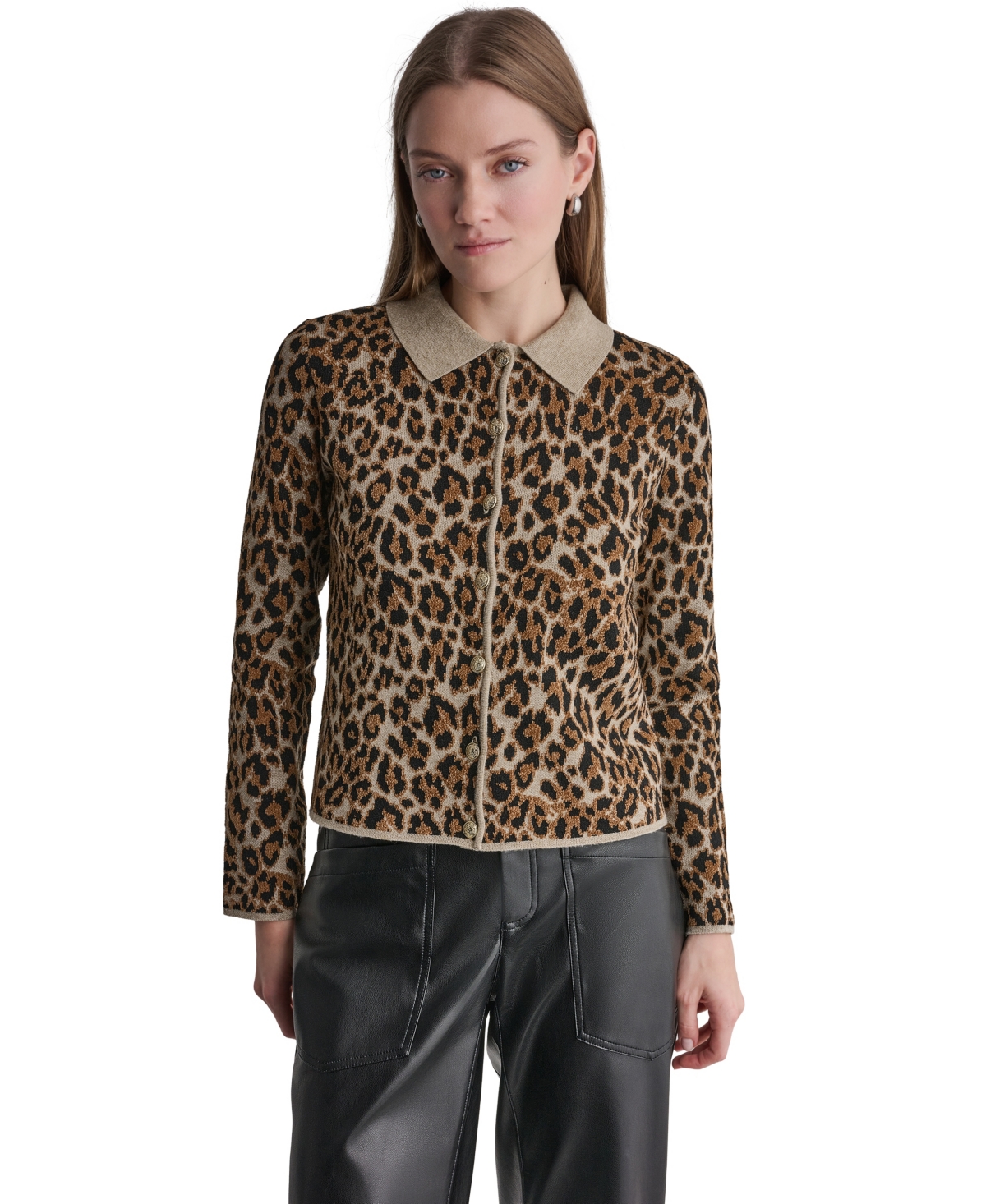 Click here for Bcbg Womens Leopard-Print Button-Front Fitted Card... prices