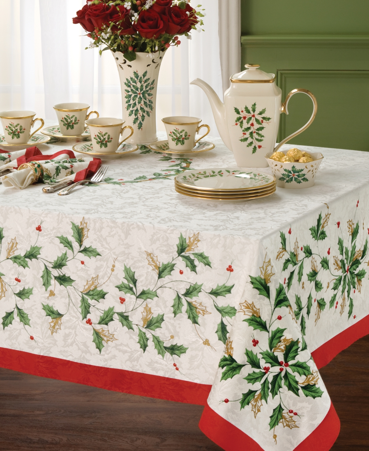 Click here for Lenox Table Linens  Holiday Set of 4 Square Napkin... prices