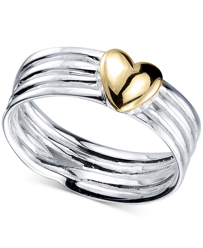 Unwritten Two-Tone Heart Ring in Sterling Silver - Macy's