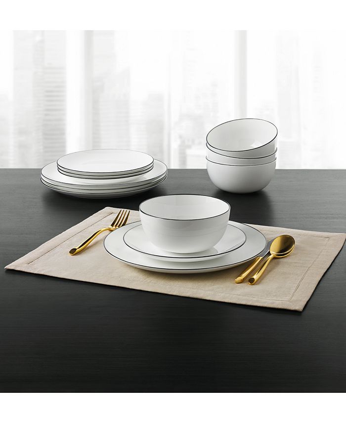 Hotel Collection Black Line 12-Piece Dinnerware Set, Service for 4 ...