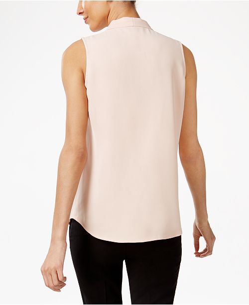 Calvin Klein Pleated V Neck Shell And Reviews Tops Women Macys