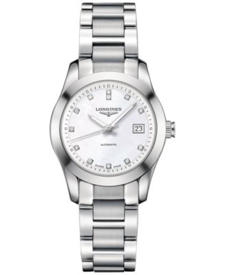 Longines Women's Swiss Automatic Conquest Classic Diamond Accent ...