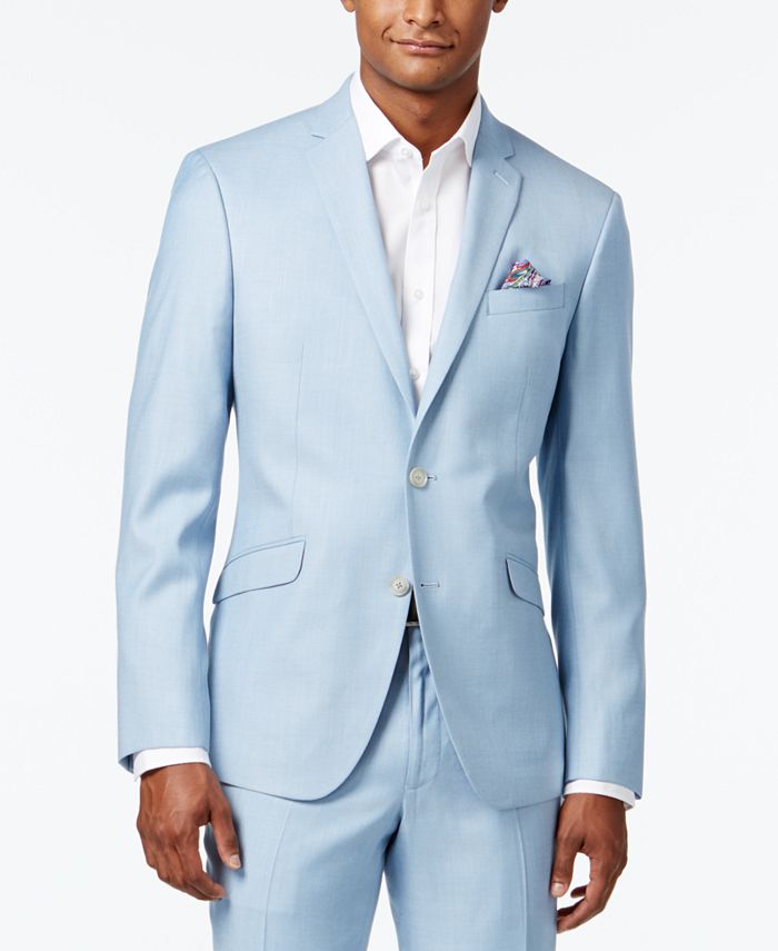 Kenneth Cole Reaction Men's Slim-Fit Icy Blue Micro-Grid Suit - Macy's