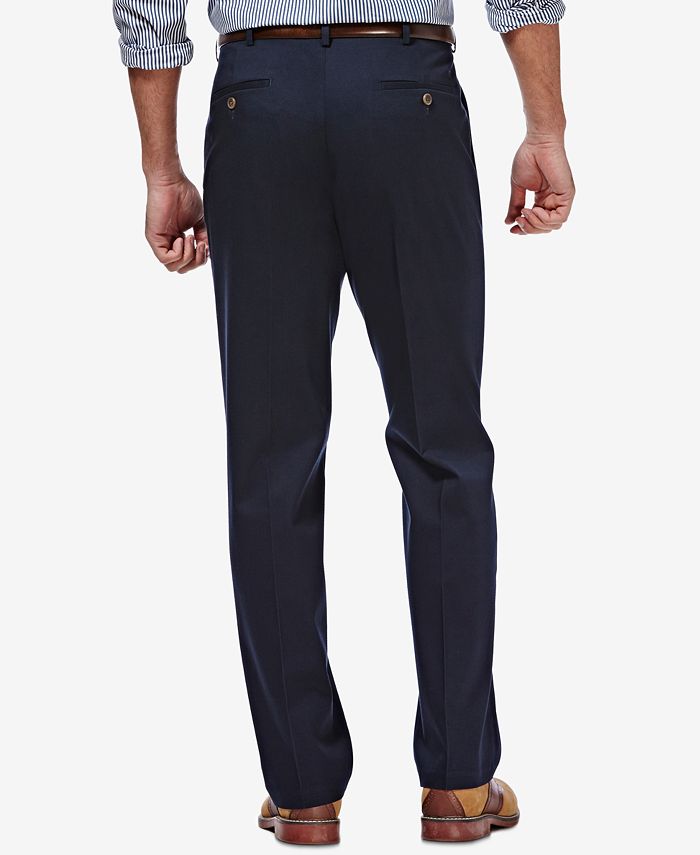 Haggar Mens Premium No Iron Khaki Classic Fit Flat Front Hidden