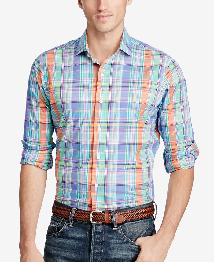 Polo Ralph Lauren Mens Plaid Poplin Shirt Macys