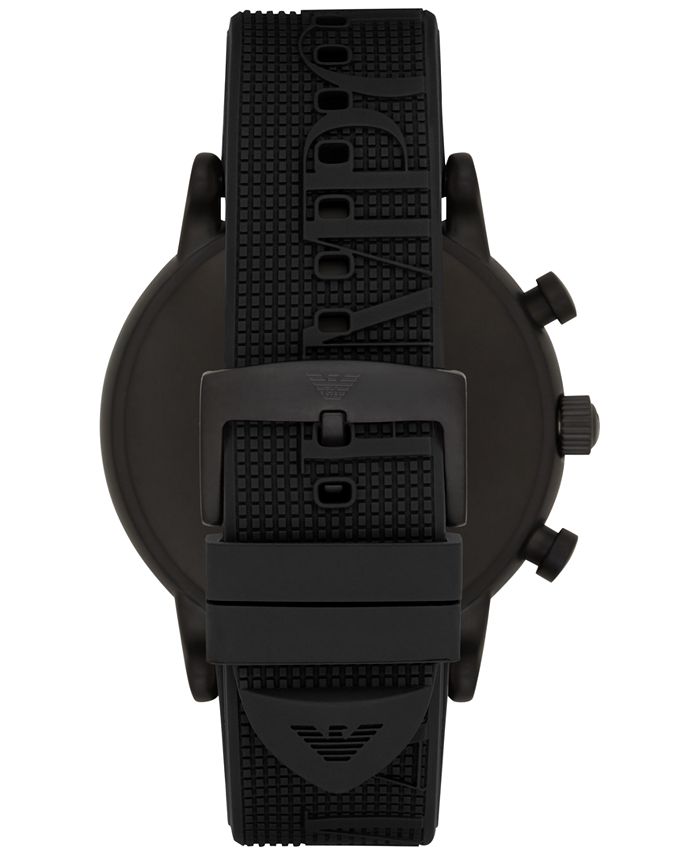 Emporio Armani Men's Chronograph Black Silicone Strap Watch 46mm ...