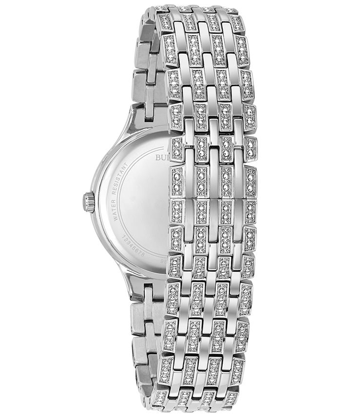 Bulova Women's Crystal Accented Stainless Steel Bracelet Watch 32mm ...