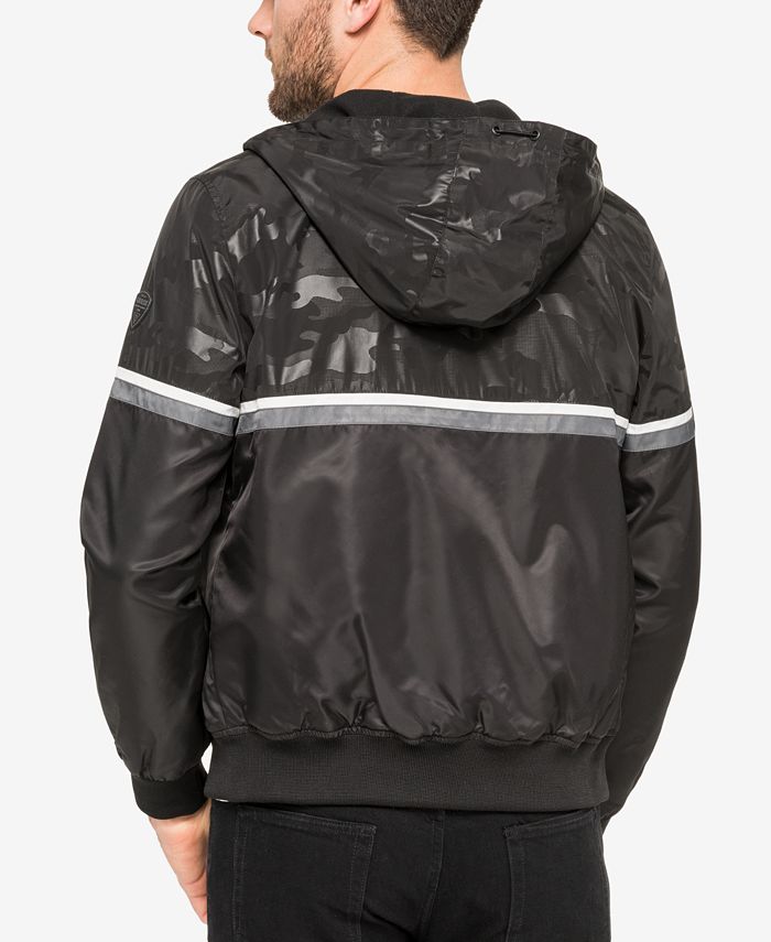 GUESS Men's Lightweight Water and Wind Resistant Camo Hooded Jacket ...