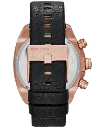 Diesel Watch, Men's Chronograph Black Textured Leather Strap 49mm ...