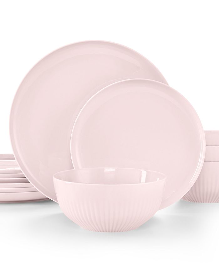 Hotel Collection Modern Porcelain Rose Quartz 12-Pc. Dinnerware set ...