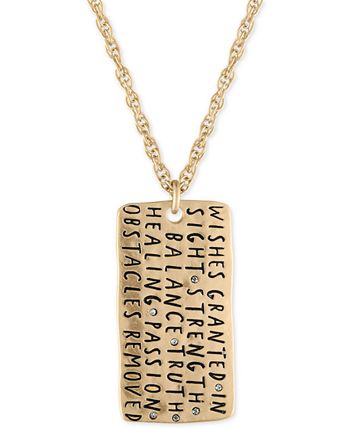 RACHEL Rachel Roy Gold-Tone Etched Inspiration Dog Tag Pendant Necklace ...