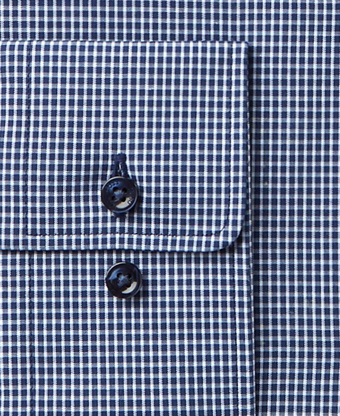 Hugo Boss HUGO Men's Slim-Fit Navy Micro Check Dress Shirt - Macy's