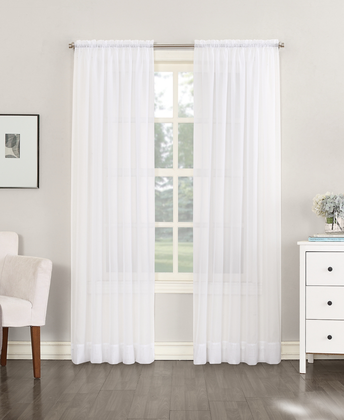 Click here for Sheer Voile Rod Pocket Curtain Panel - White prices