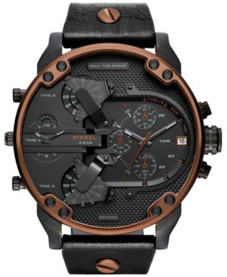 Diesel Men's Chronograph Mr. Daddy 2.0 Black Leather Strap Watch ...