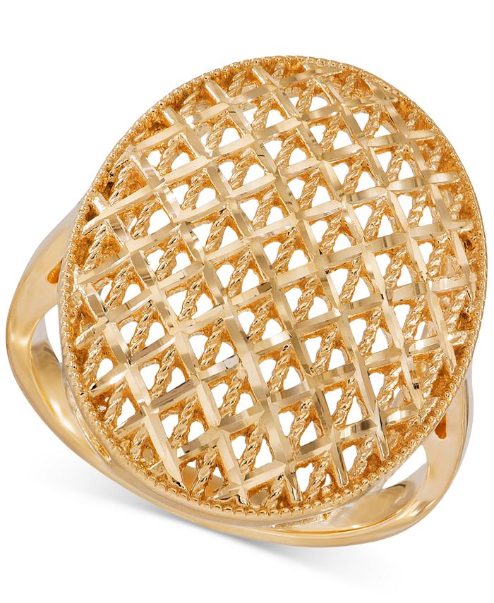 Macy's Oval Openwork Mesh Ring in 14k Gold - Macy's