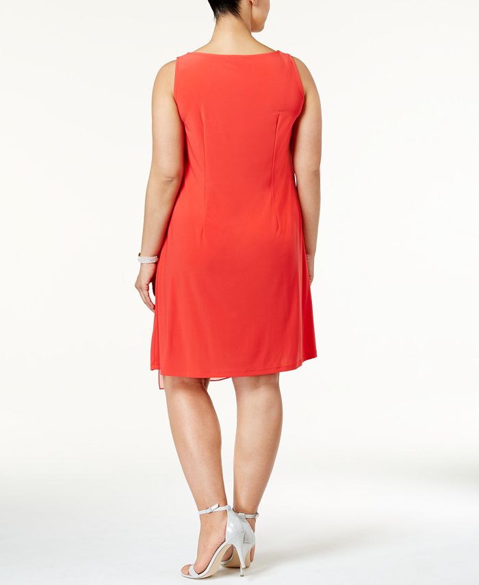 MSK Plus Size Rhinestone Chiffon Overlay Dress - Macy's