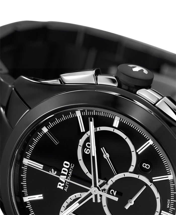 Rado Watch, Men's Swiss Automatic Chronograph Hyperchrome Black High ...
