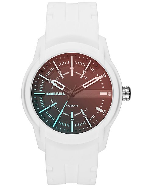 Diesel Men's Armbar White Silicone Strap Watch 50mm & Reviews - Watches ...