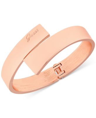 GUESS Rose Gold-Tone Hinged Bangle Bracelet - Macy's