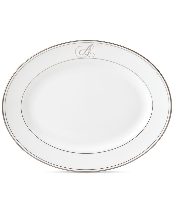 Lenox Federal Platinum Monogram Oval Platter Script Letters Macys