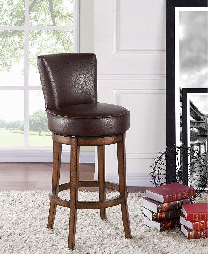 Armen Living Boston 30" Bar Height Swivel Wood Barstool in Chestnut ...