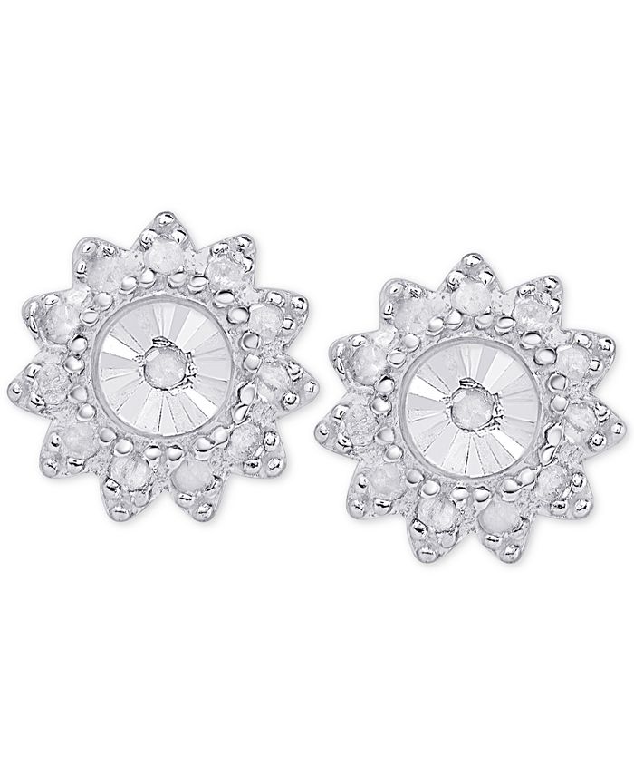 Victoria Townsend Diamond Flower Illusion-Set Halo Stud Earrings (1/4 ...