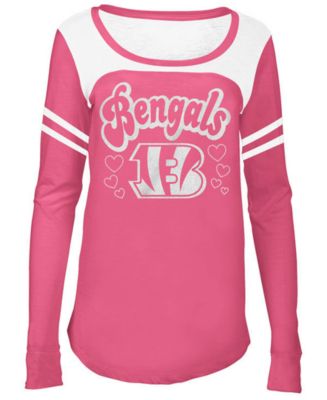 5th & Ocean Cincinnati Bengals Pink Slub Long Sleeve T-Shirt, Girls (4 ...