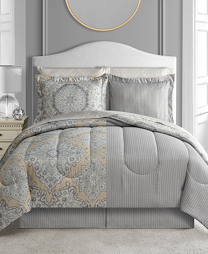 Fairfield Square Collection CLOSEOUT! Hannah Reversible 8-Pc. Queen ...