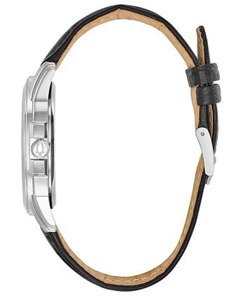 Bulova Men's Precisionist Black Leather Strap Watch 42mm 96B158 - Macy's