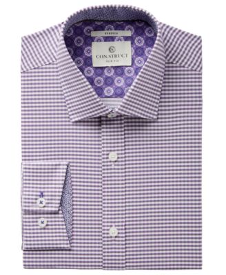 Con.Struct Men's Slim-Fit Stretch Lilac Gingham Dress Shirt - Macy's
