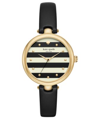 kate spade new york Women's Varick Black Leather Strap Watch 36mm - Macy's