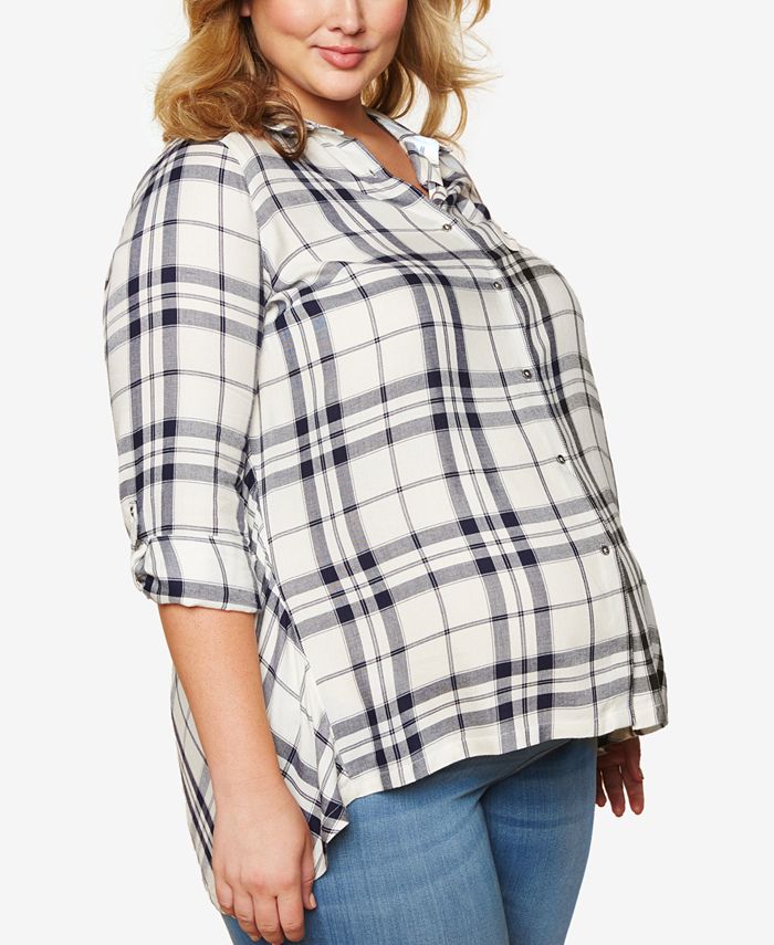 Motherhood Maternity Plus Size Plaid Tunic - Macy's