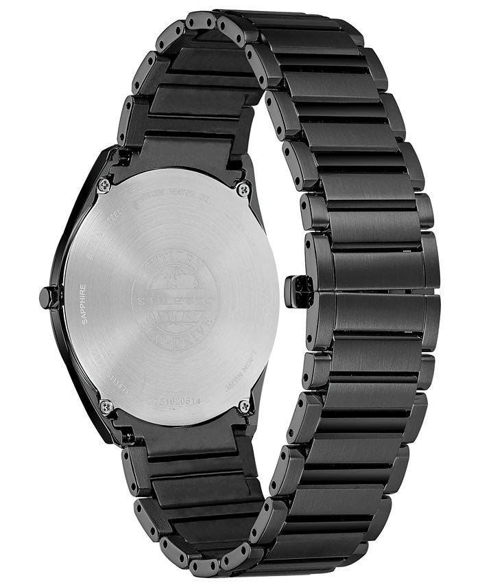 Citizen Eco-Drive Men's Stiletto Black Stainless Steel Bracelet Watch ...