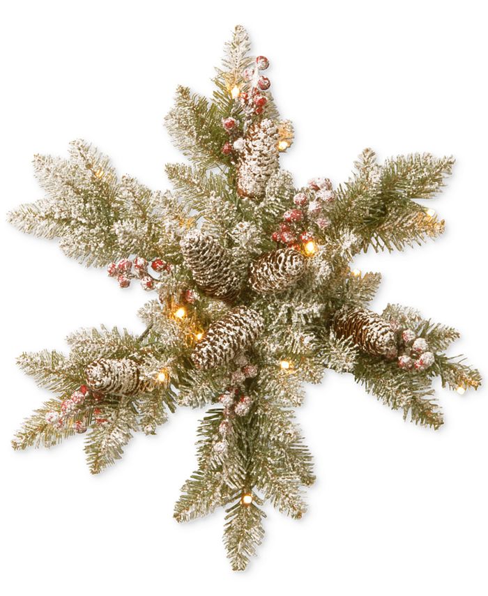 National Tree Company 18" Snowy Dunhill Fir Snowflake with LED Lights ...