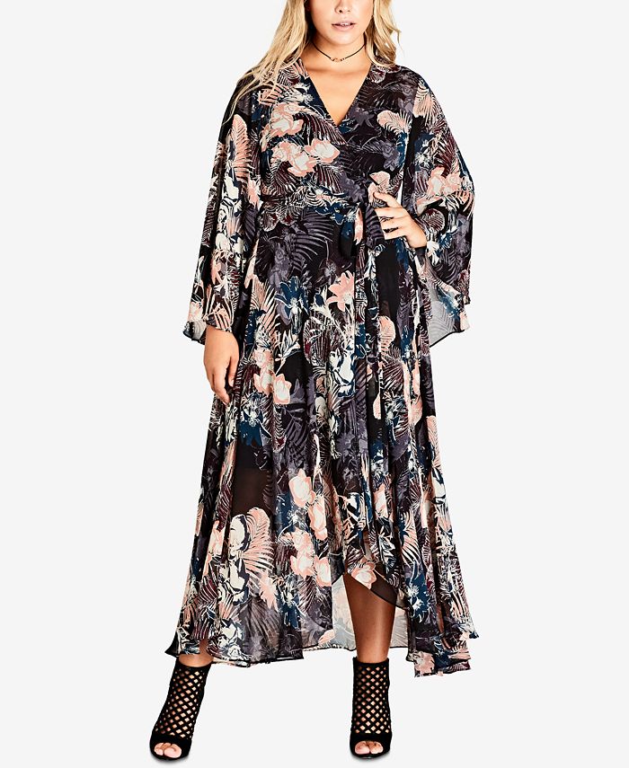 City Chic Trendy Plus Size Printed Maxi Dress - Macy's