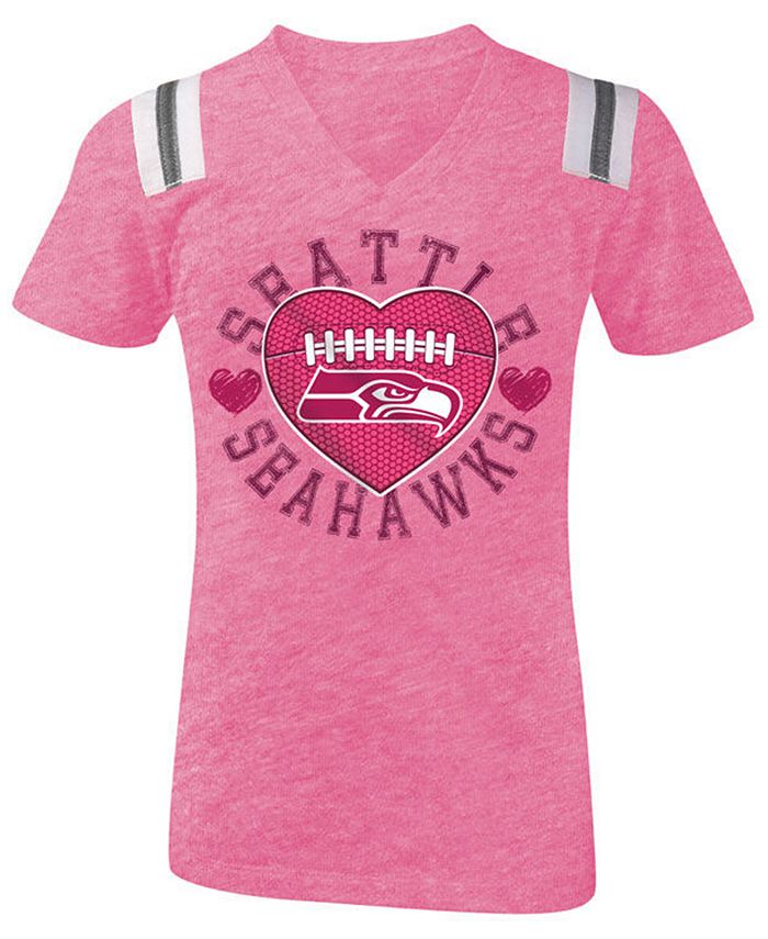 5th & Ocean Seattle Seahawks Pink Heart Football T-Shirt, Girls (4-16 ...
