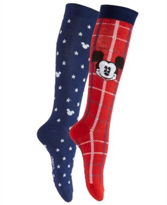Disney Women's 2-Pk. Plaid Mickey Mouse Knee-High Socks - Macy's