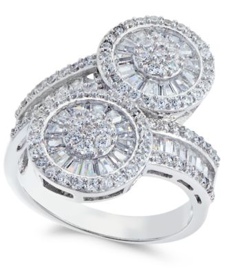 Cubic Zirconia Double Circle Bypass Ring in Sterling Silver - Macy's
