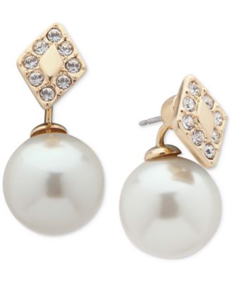 Ivanka Trump Gold-Tone Pavé & Imitation Pearl Front-Back Earrings - Macy's